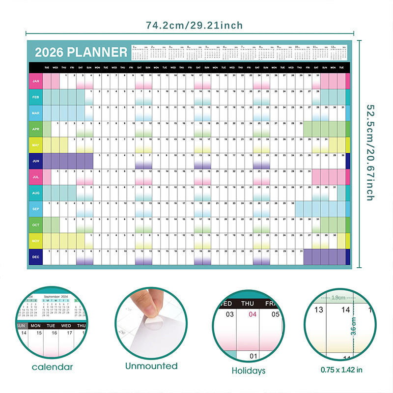 【2026 Ready Now】Thick Paper Wall Calendar 2026 - Yearly Planner with ...