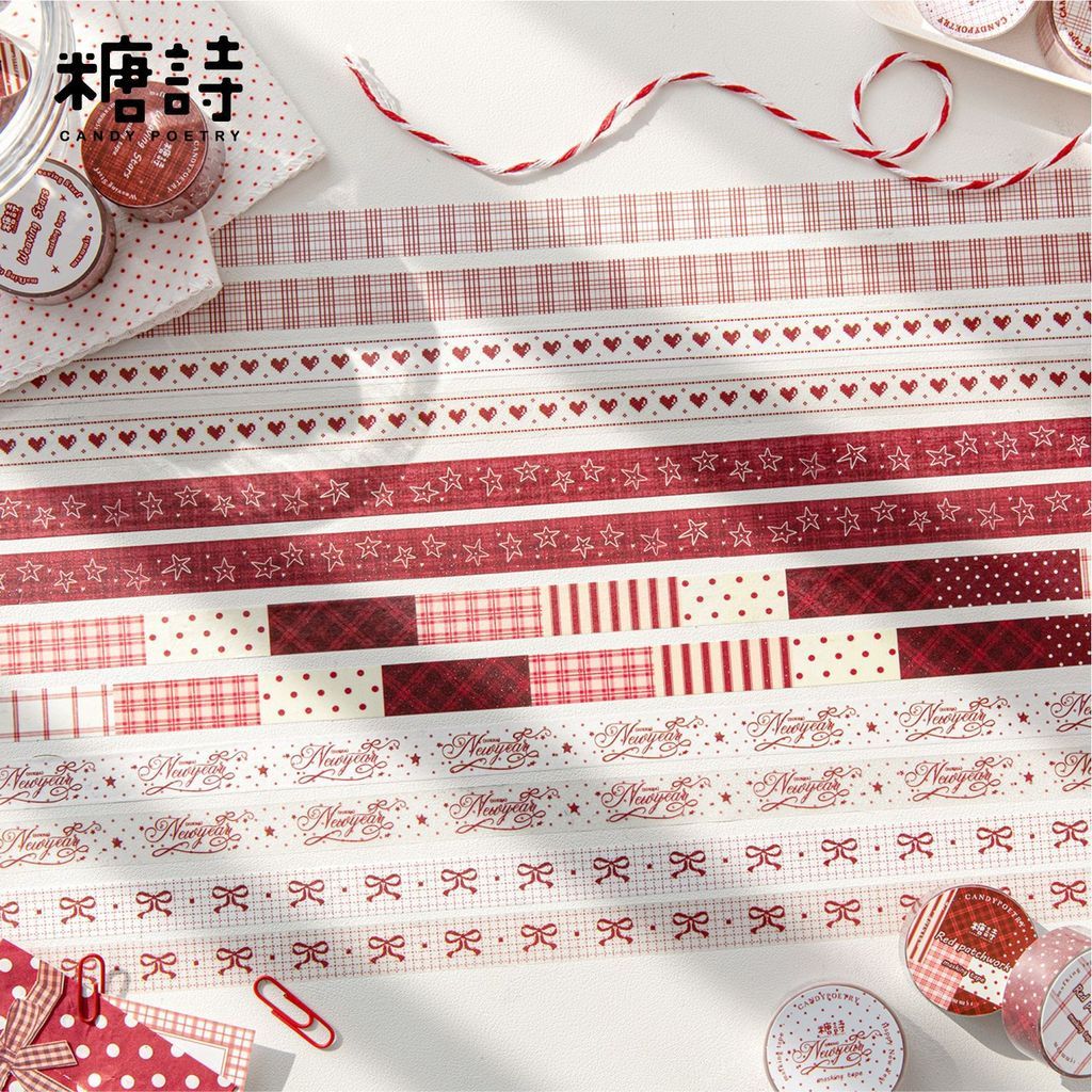 Red Themed Decorative Washi Heart Tape Sweet Heart Masking Tapes Kawaii ...