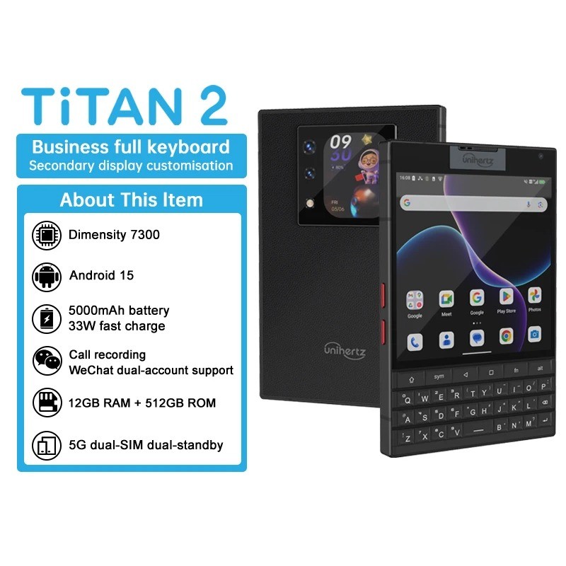 Unihertz 8849 Titan 2 Dual Display 5G QWERTY Keyboard Smartphone ...