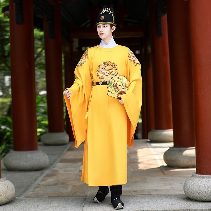Hanfu Male Dragon Robe Ming Made Round Neck Robe Made in Tang Dynasty ...