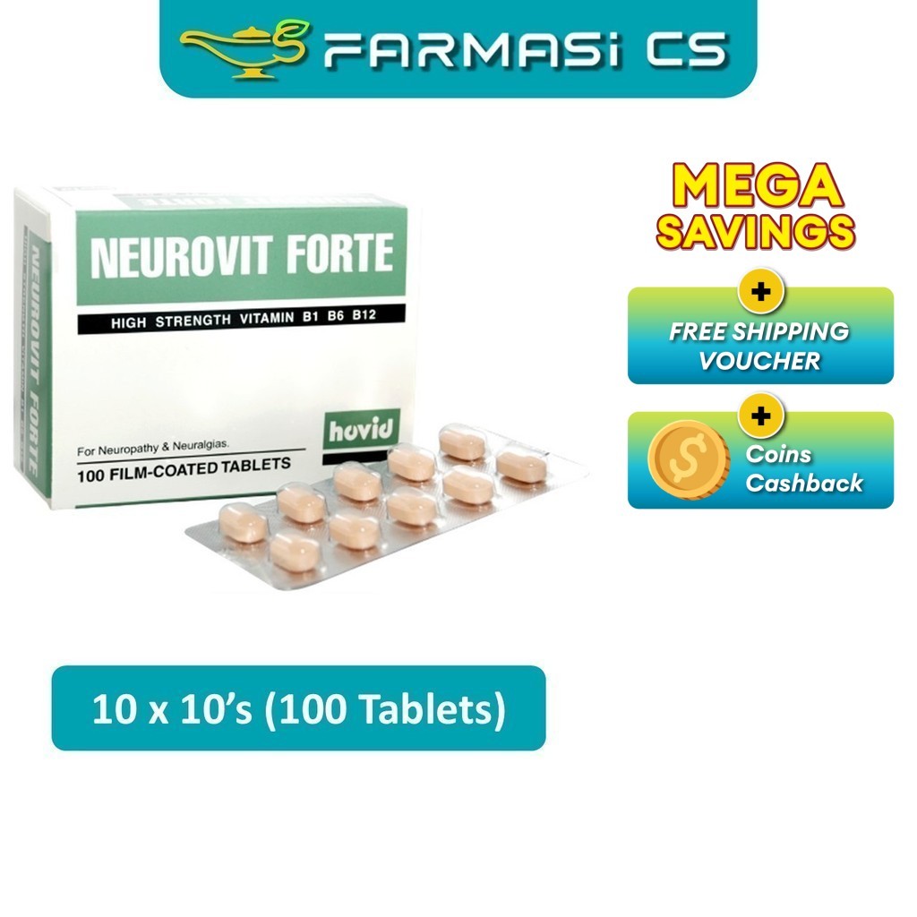Hovid Neurovit Forte 100 Tablets (1 BOX) EXP:01/2028 [ Vitamin B1, B6 ...