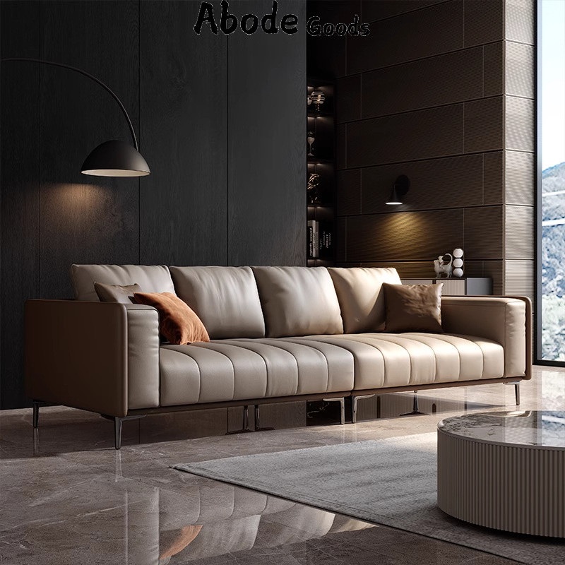 SG Genuine Leather Sofa Top-Grain Leather L Shape Sofa Straight-Line ...