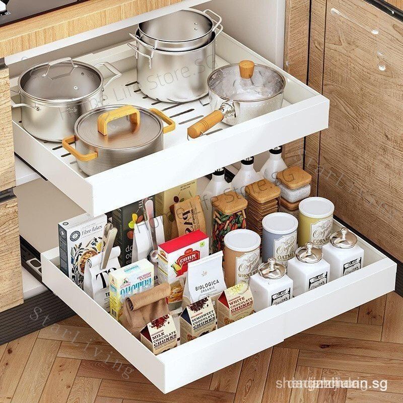 【SG local send】Kitchen Cabinet Organizer Drawer Pull-Out Basket Sink ...
