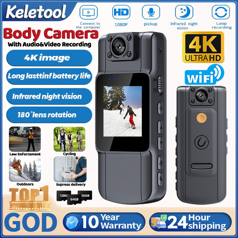 4K HD Body Camera Police Mini Wearable Cam with Infrared Night Vision ...