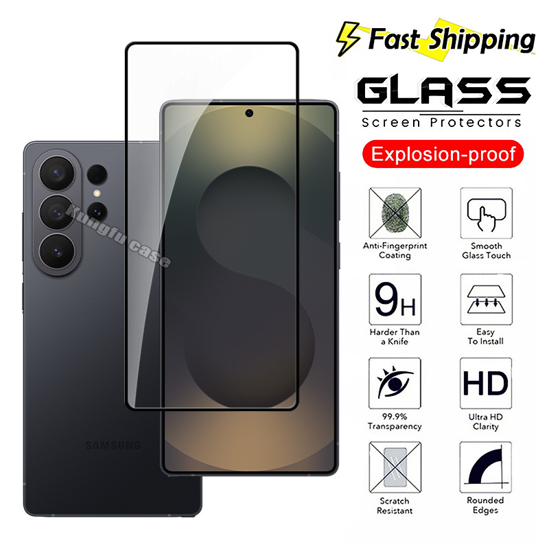1-3 Pcs Fingerprint unlock Clear border Tempered Glass For Samsung ...