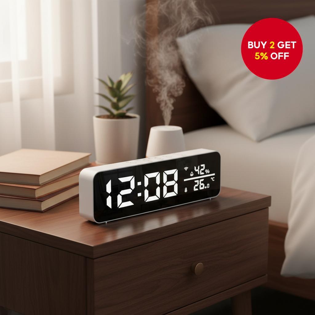 WiFi Enabled Tuya Smart Alarm Clock with Temperature and Humidity ...