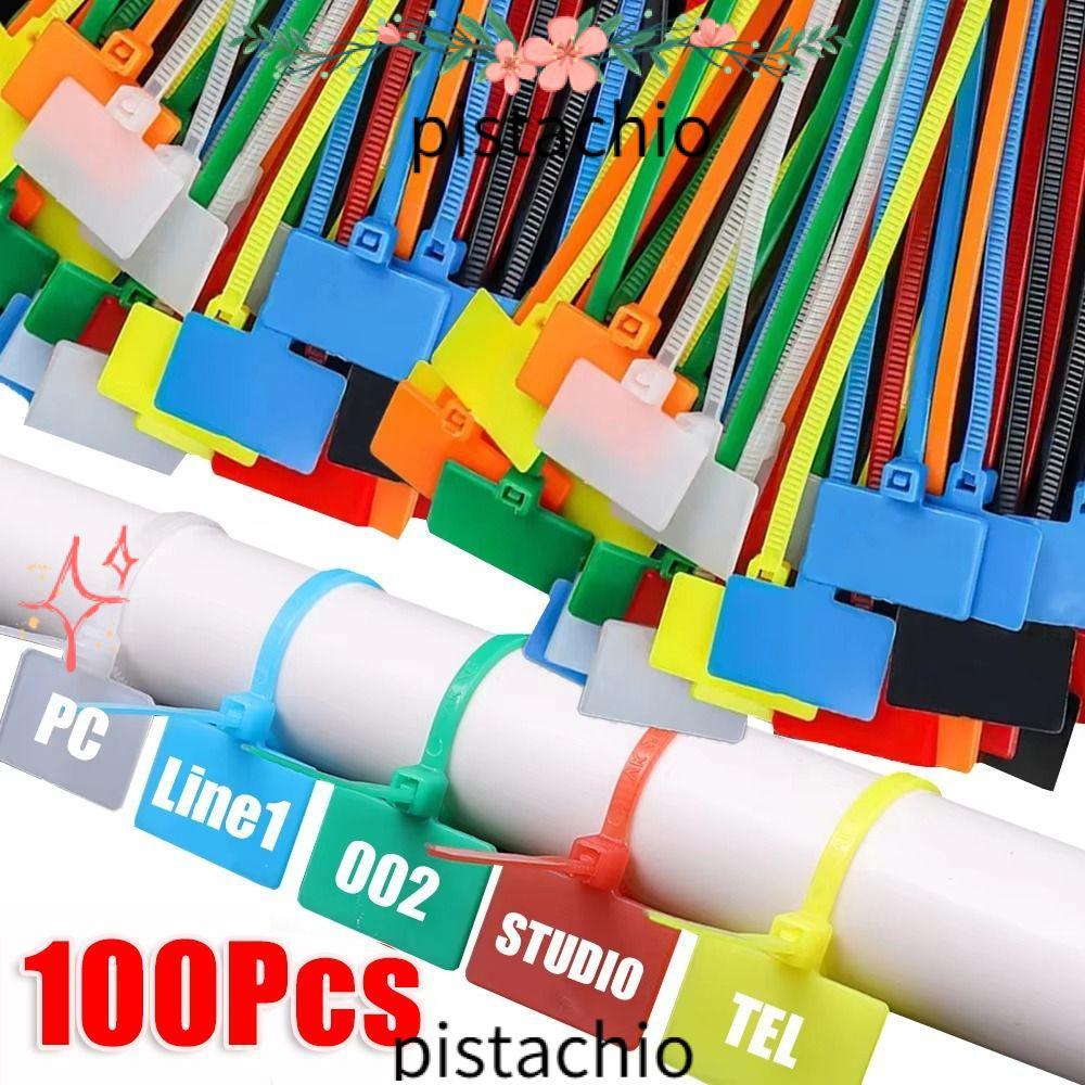 PISTACHIO 100Pcs Labels Zip Ties, Self-locking Mesh Wire Cable Ties ...