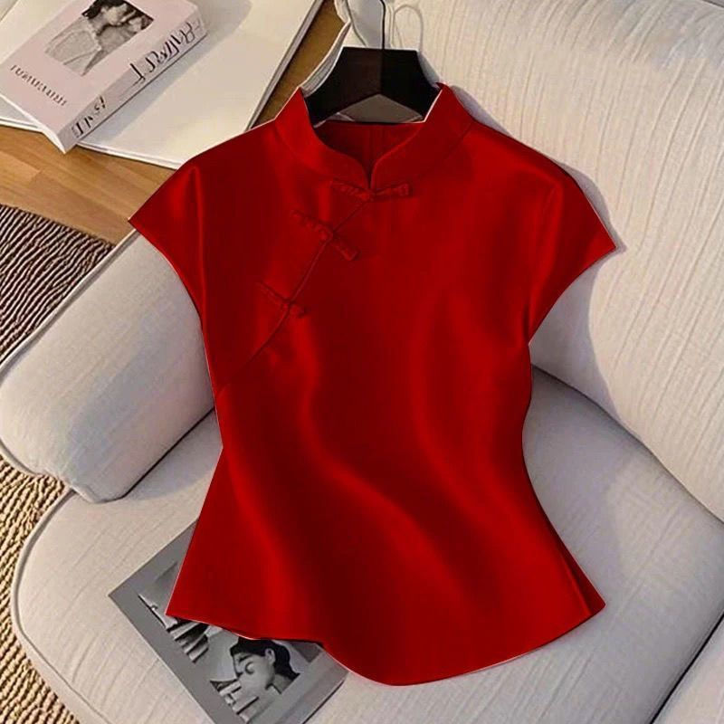 Women Fashion Stand Collar Top Shirt Cheongsam Blouse Chinese-style ...