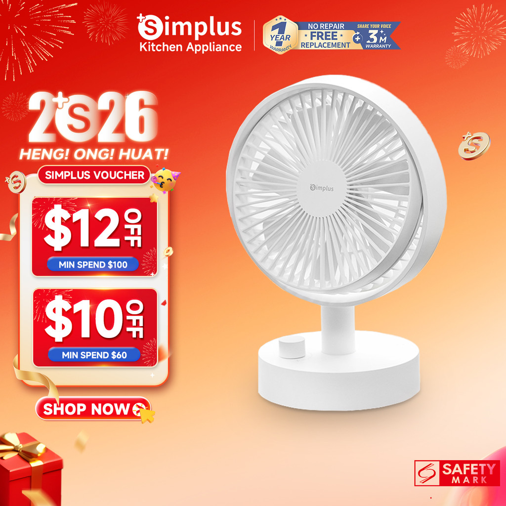 Simplus Kit Desktop Fan Portable Design Stepless Speed Adjustment 16h ...