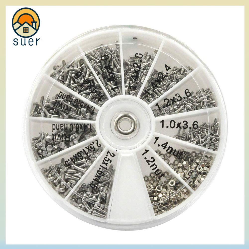 SUERHD 600pcs Nut & Bolt Assortment Kit, with Plastic Box M1 M1.2 M1.4 ...