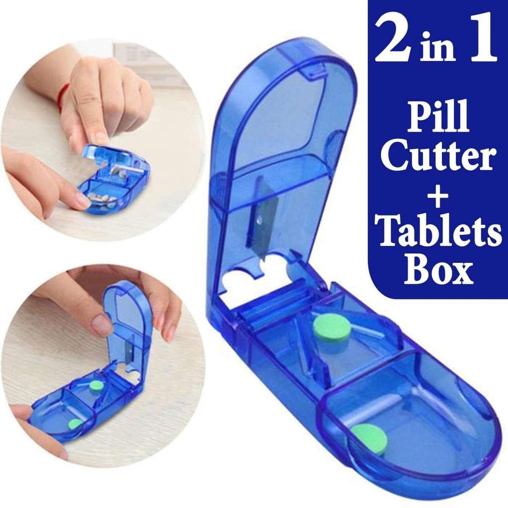 2 in 1 Mini Pill Cutter | Medicine Split Cut Divider Tablet Splitter ...