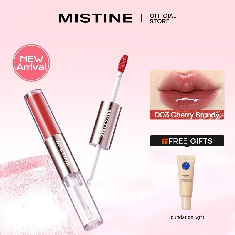 【New】Mistine Double Ended Lip Gloss Slightly Drunk Color Holding Spring ...