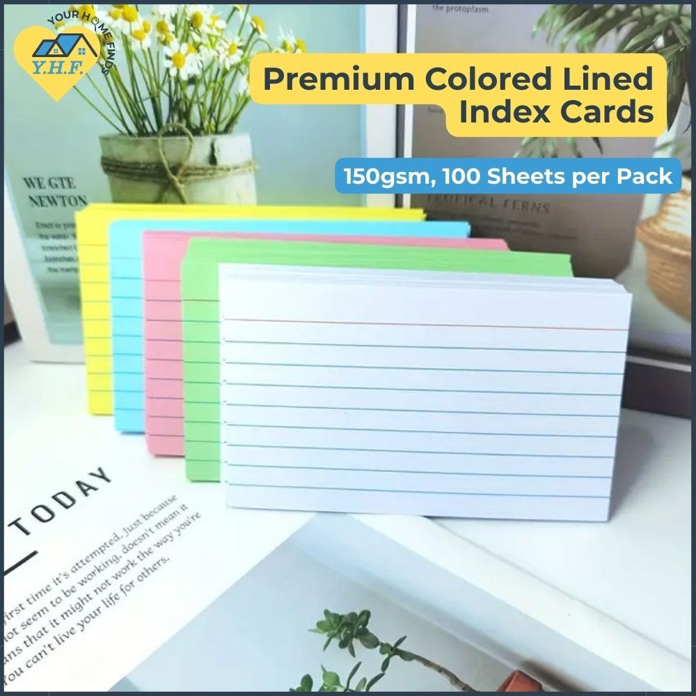 YHF Lined Index Cards - 150gsm, 100 Sheets per Pack | Shopee Singapore