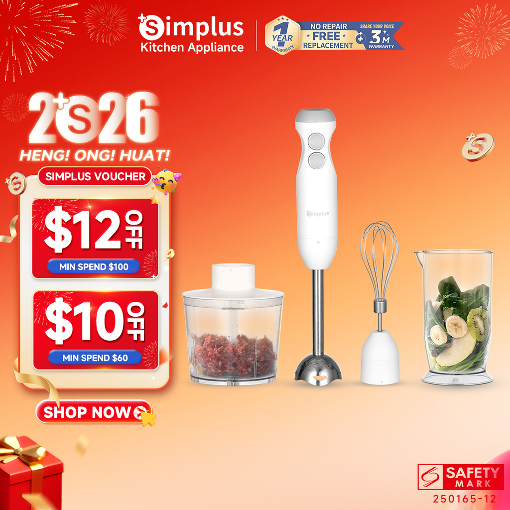 Simplus Kit Handheld Immersion Blender丨4-In-1丨Two Large Jugs丨Stainless ...