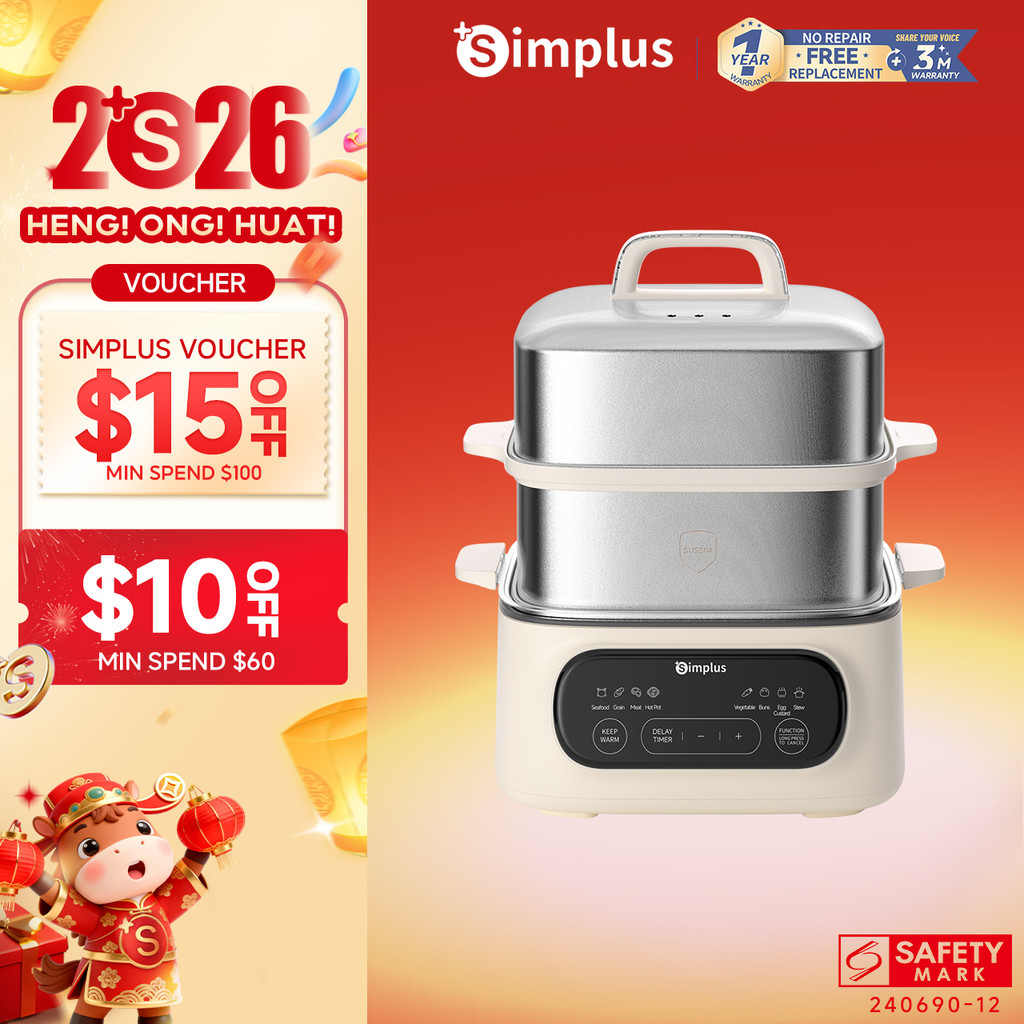 Simplus Food Steamer | 2-Tier 11L Capacity | Hot Pot | 8 Preset ...