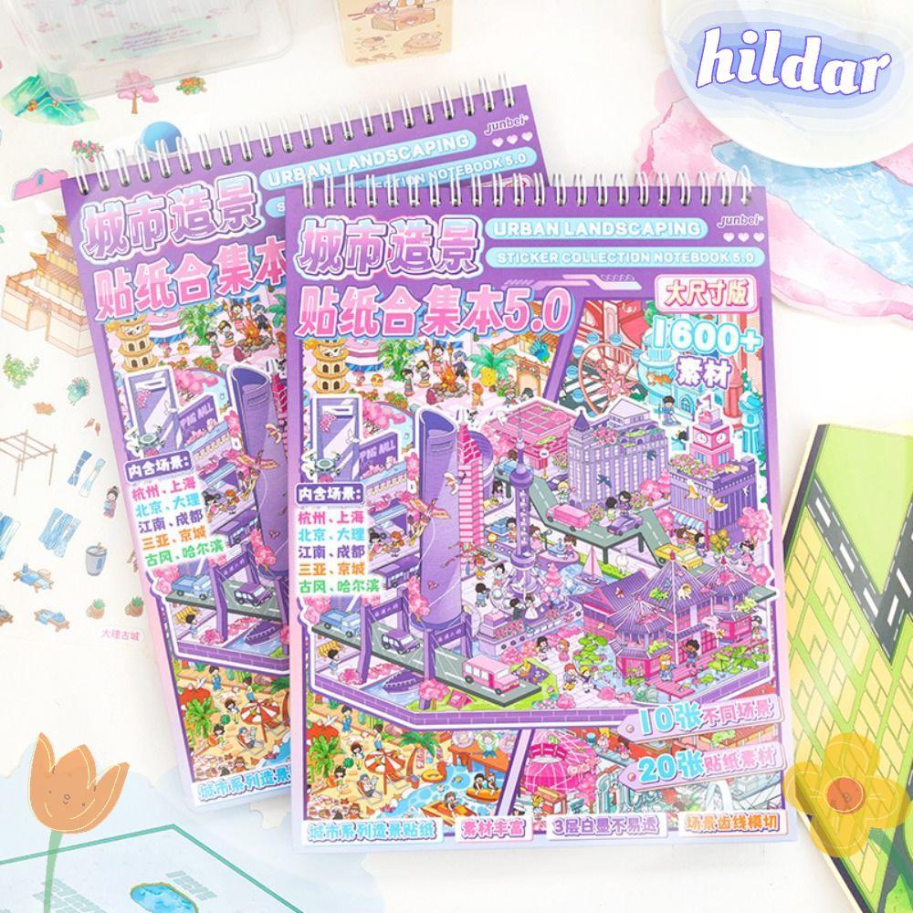 HILDAR Miniature Scene Sticker Book, PET Visual Stacking DIY Landscape ...