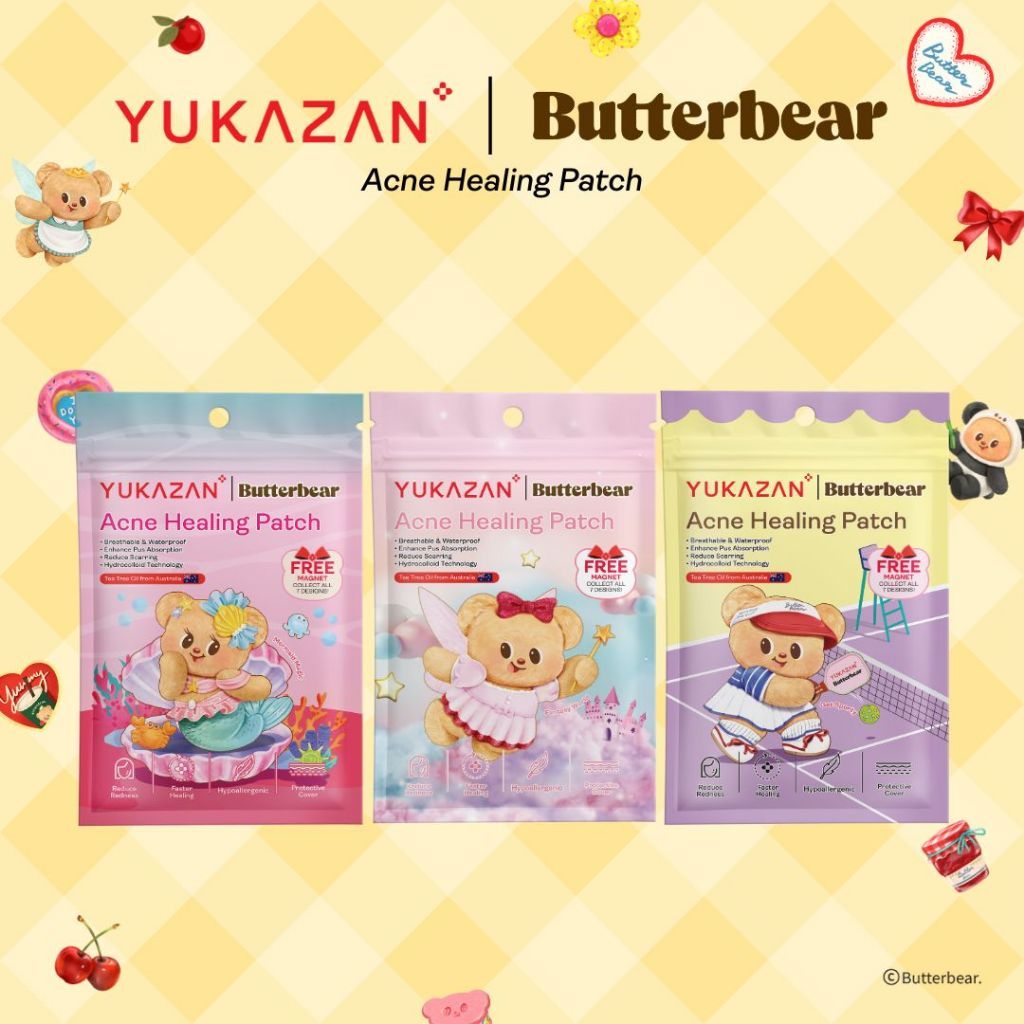 【Yukazan x Butterbear】 Hydrocolloid Acne Healing Patch 30's Pimple ...