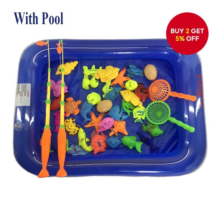 40pcs/set Inflatable Pool Magnetic Fishing Toy Rod and Net Set for ...