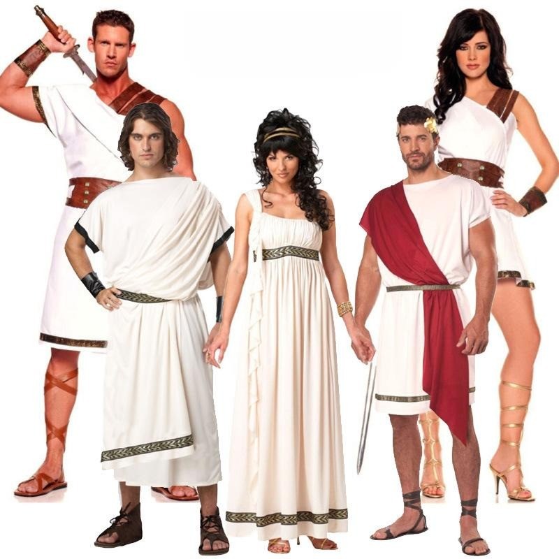 Yeahdor Mens Roman Greek Role Play Outfit Halloween Costume Color Block ...