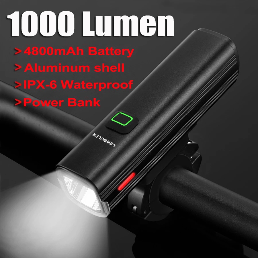 NEWBOLER 1000 Lumen Bicycle Light TYPE-C 4800mAh Battery Bike Light ...