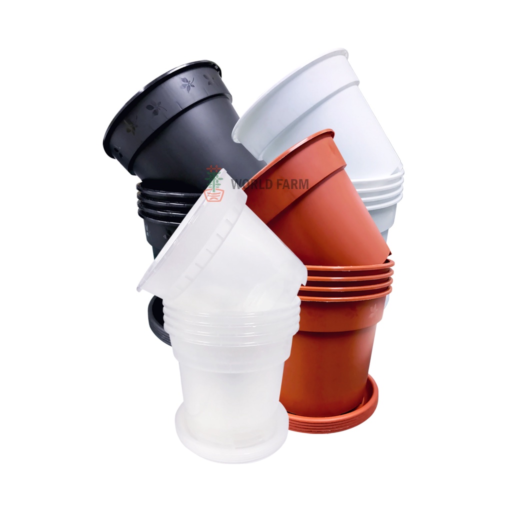 [5 Sets] OCTO 150 Plastic Plant Pot with OCTO S130 Saucer (Multiple ...