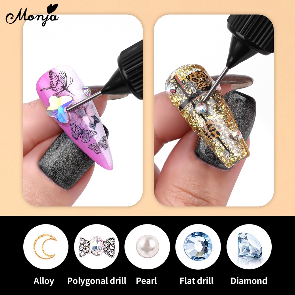 Monja 10ml Nail Art UV Gel Adhesive Drill Glue for Rhinestones Diamonds ...