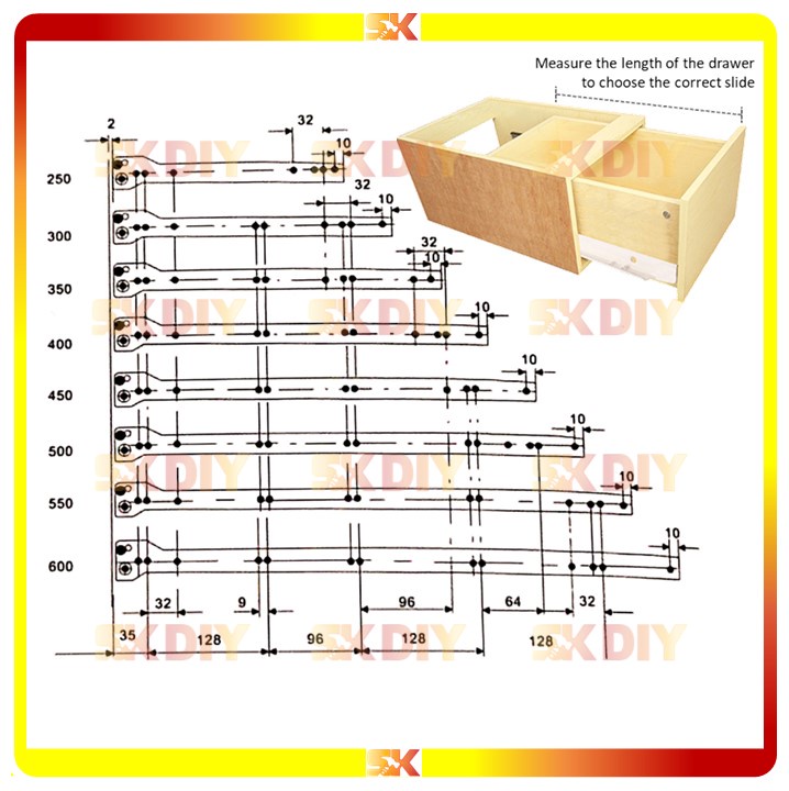 Heavy Duty Drawer Slide Roller Runner Drawer Roda Rail Wheel Rail Open ...