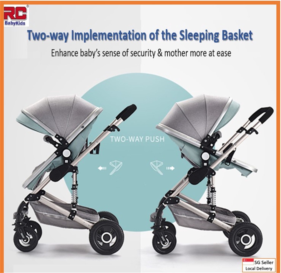 RC-BabyKids Heavy Duty Baby Stroller Pram Foldable High view Landscape ...