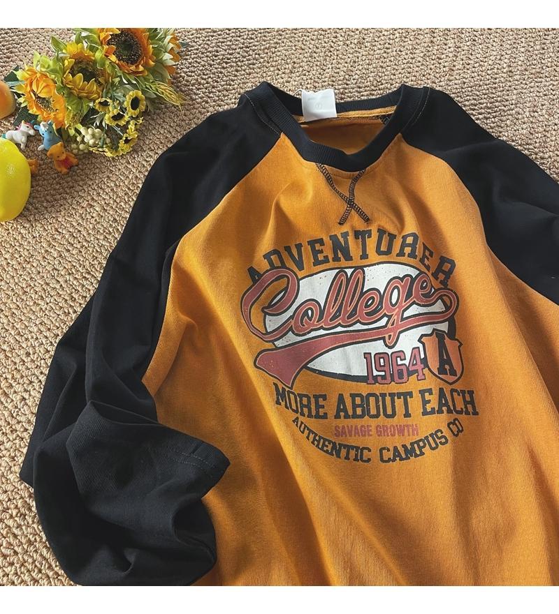 Spring Autumn Oversized American Loose Retro Tops Women Y2K Raglan ...