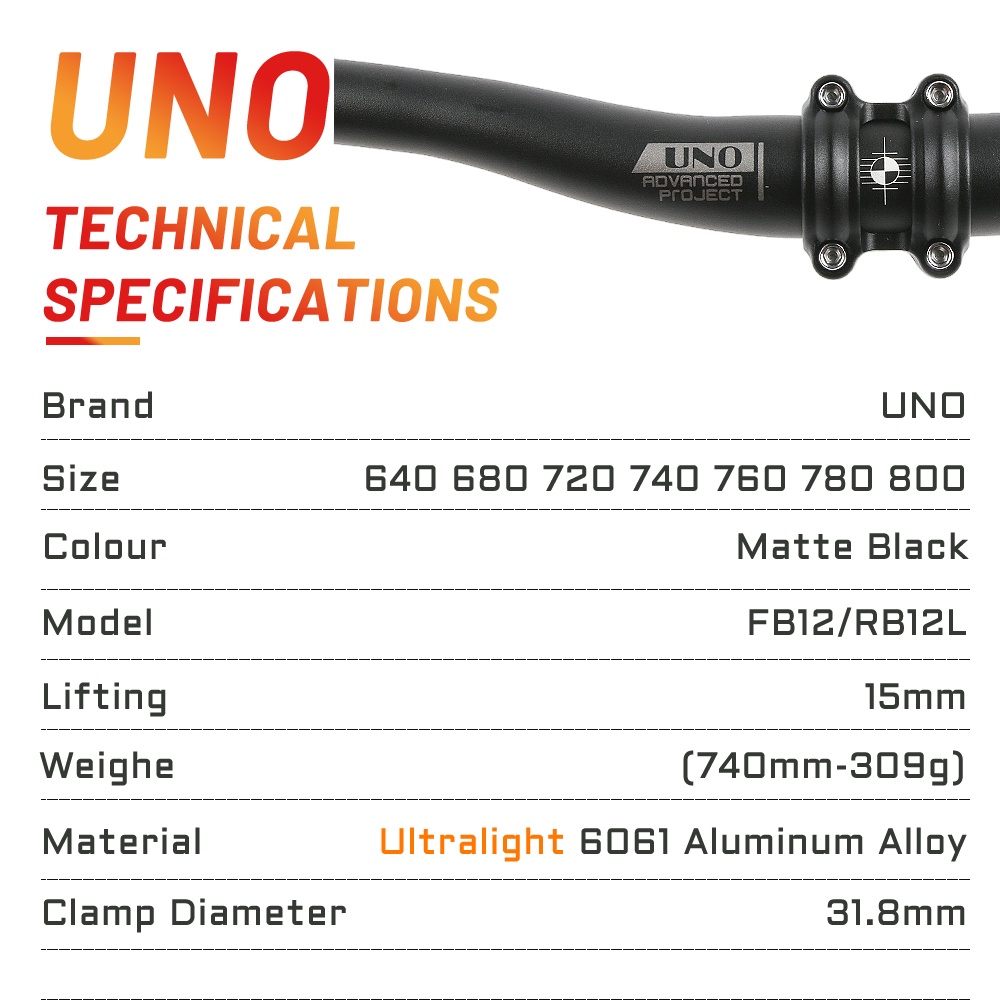 UNO Bike Handlebar 31.8*620/640/680/700/720/740/760/780/800mm Matte ...