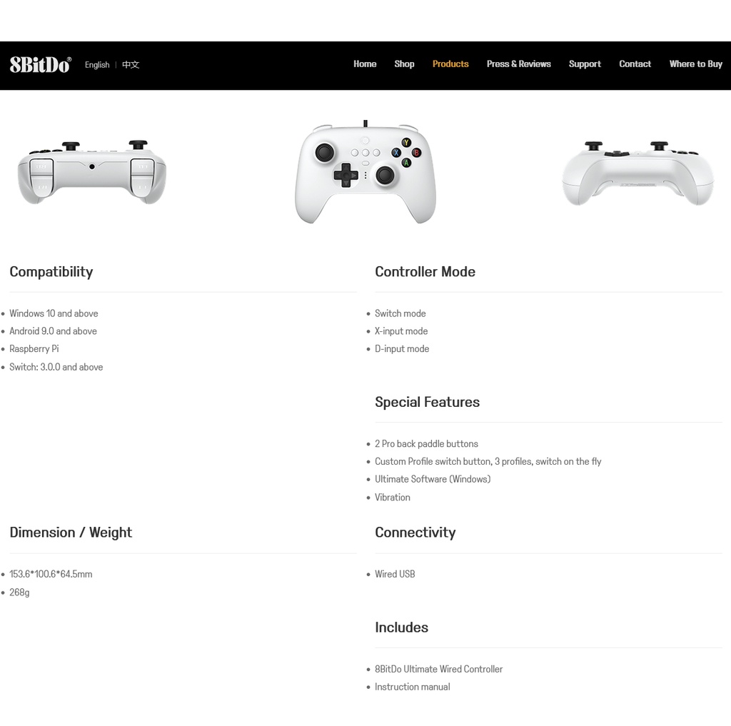 8BitDo Ultimate Wired Controller, USB Wired Controller for PC Windows ...