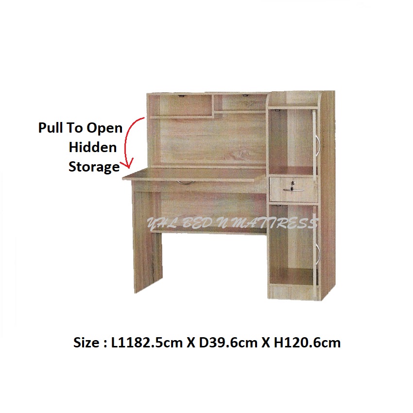 YHL Fans Writing / Study Desk With Hidden Storage Cabinet (Free ...