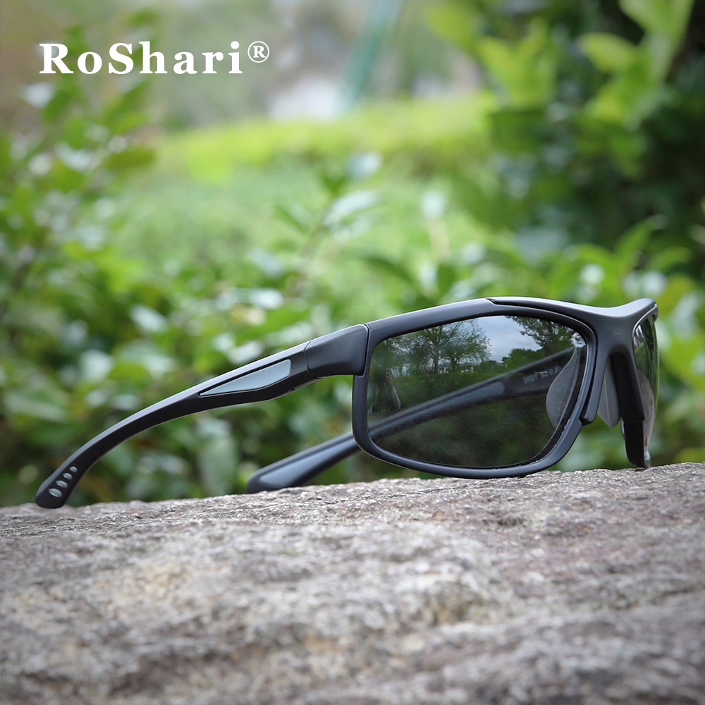 RoShari A103 Polarized Sports Sunglasses for Men Women Fishing Cycling ...