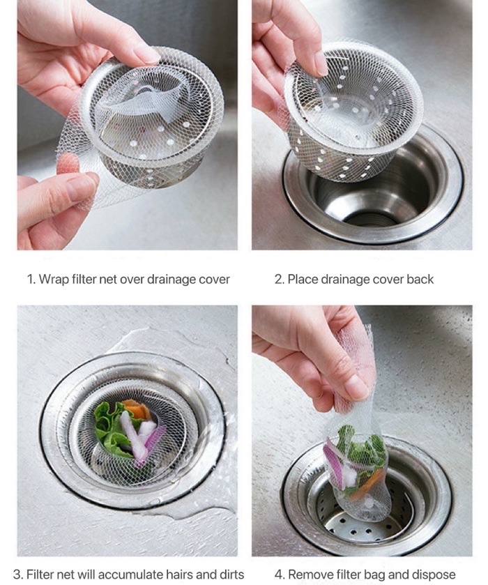 Local in stock 】100pcs Kitchen Sink Net Filter Sink Basket Bag Drain ...