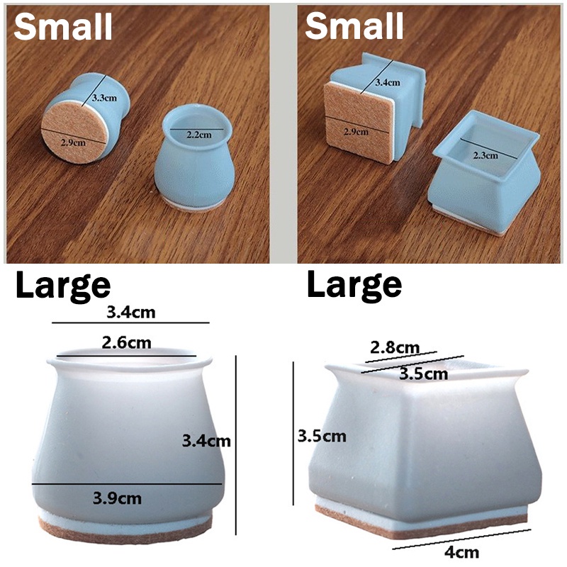 Silicone Chair Caps Table Foot Pads for Square Round Bottom Non-Slip ...