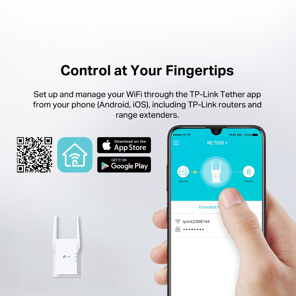 TP-Link RE705X AX3000 Wi-Fi 6 Dual Band Range Extender One Mesh Access ...
