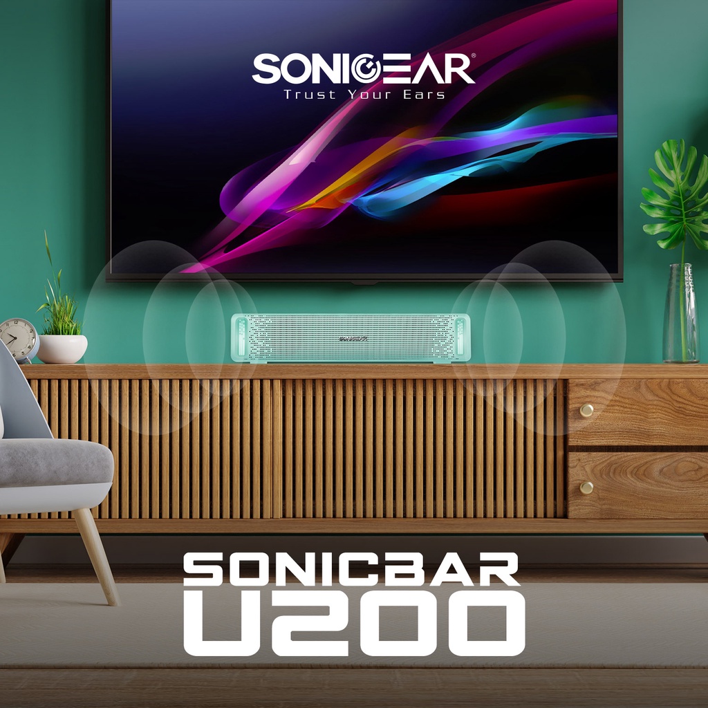 SonicGear SonicBar U200 Powerful Audio Sound Bar With LED Light Effects ...