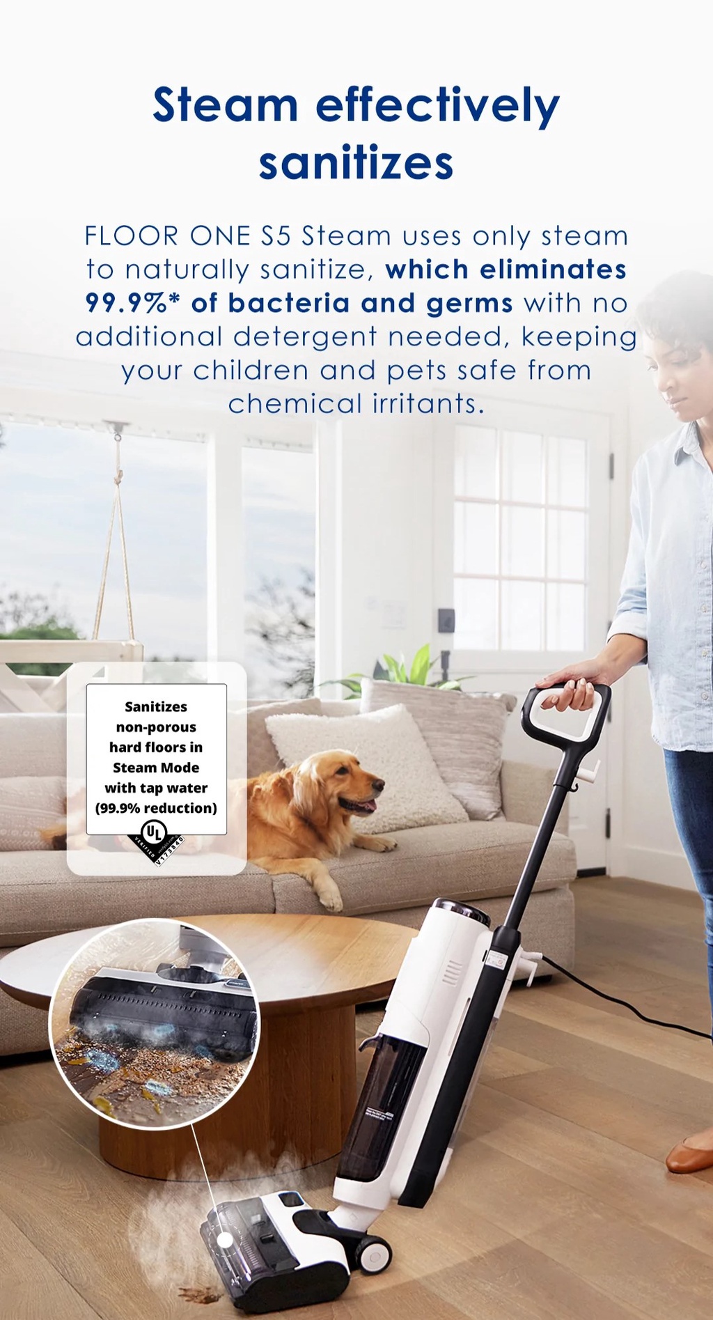 【STEAM & 99.9% SANITIZE】Tineco Floor One S5 Steam Smart Wet Dry Floor ...