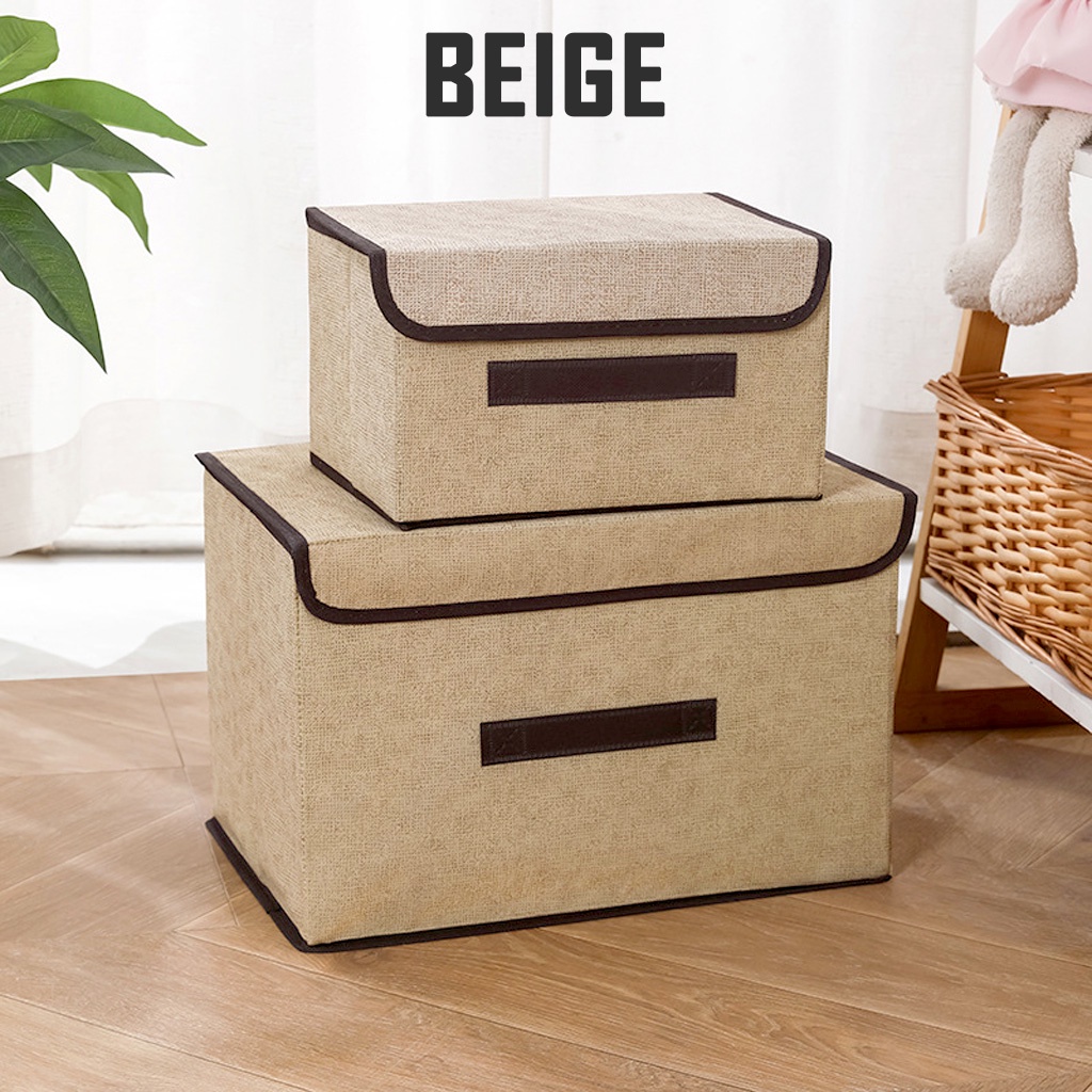 SG Foldable Linen Storage Box With Lid - Portable Non Woven Wardrobe ...