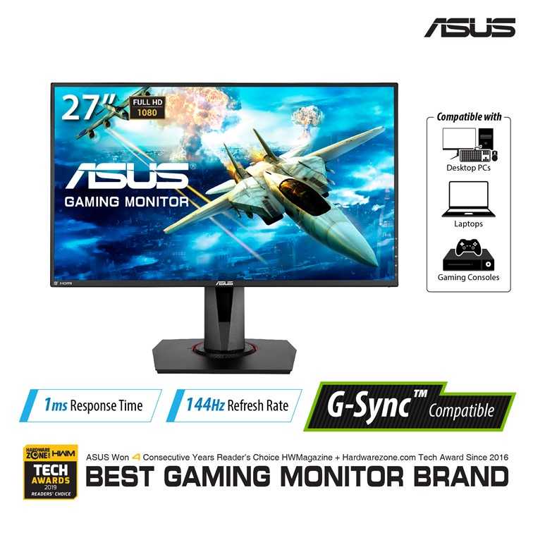 ASUS VG278Q Gaming Monitor - 27inch, Full HD, 1ms, 144Hz, G-Sync ...
