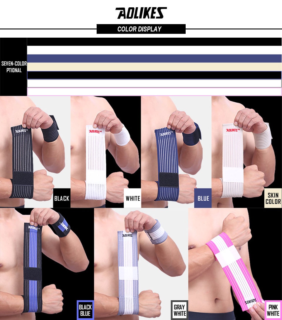 AOLIKES 1PCS Cotton Elastic Bandage Hand Sport Wristband Gym Support Wrist Brace Wrap carpal ...