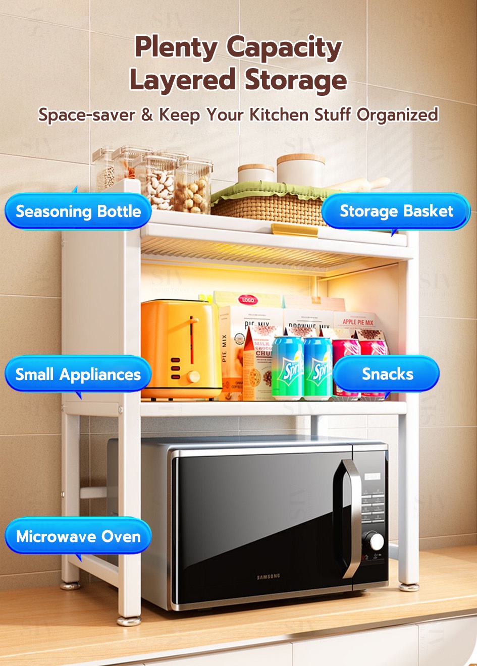 SIV 2 Layer/Tingkat Expandable & Adjustable Microwave Cabinet Rack ...