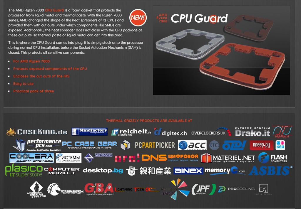 Thermal Grizzly CPU Guard-AMD Ryzen 7000/Practical pack of three ...