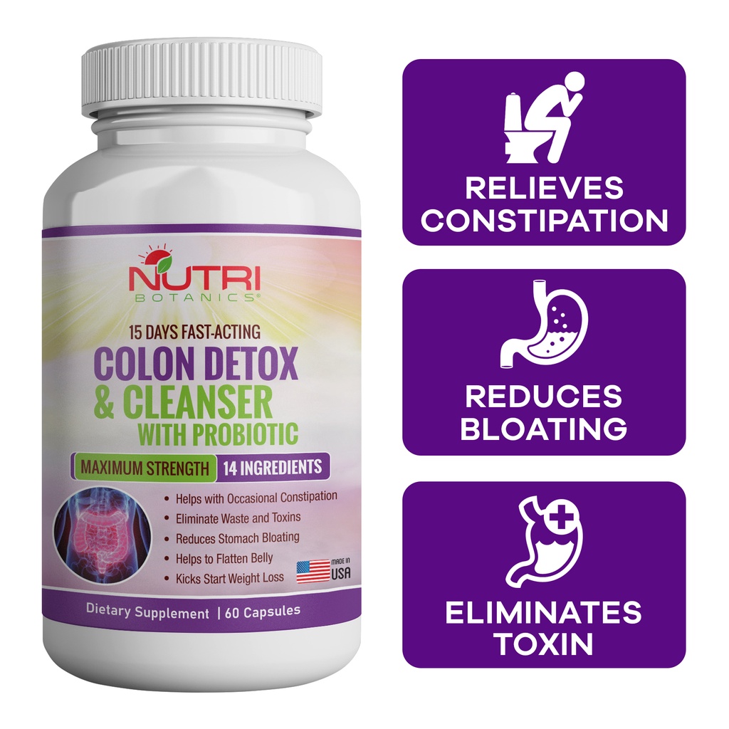 Nutri Botanics Colon Detox Constipation Relief Bloating Supplement ...