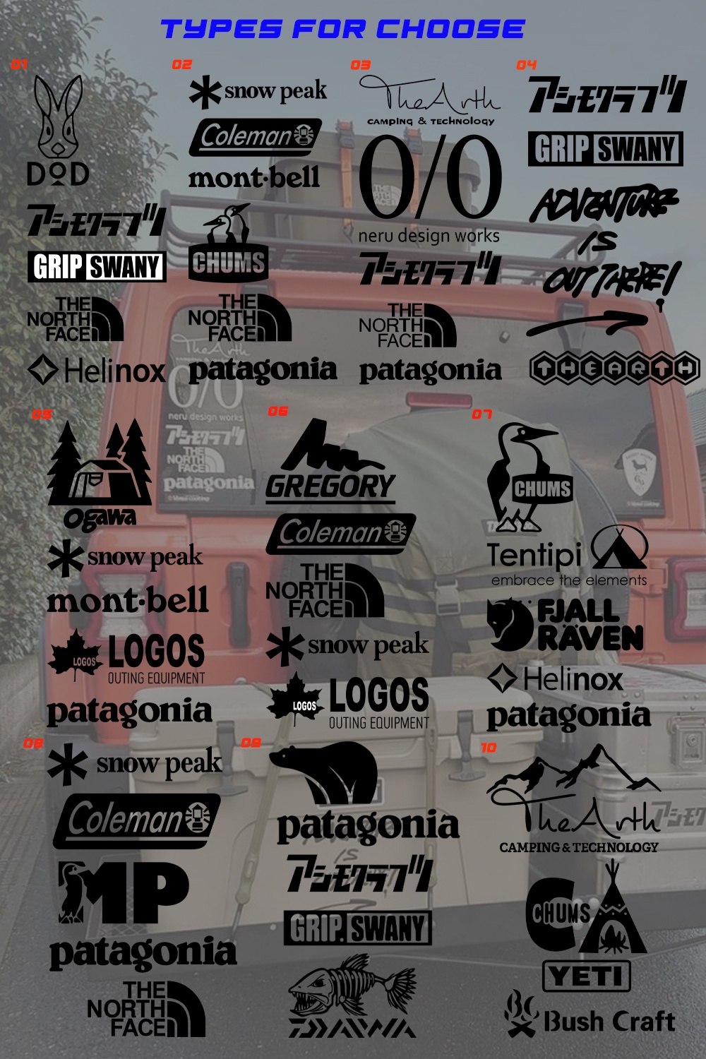 1PC DOD Car Rear Windshield Sticker Helinox CHUMS Outdoor Camper Car ...