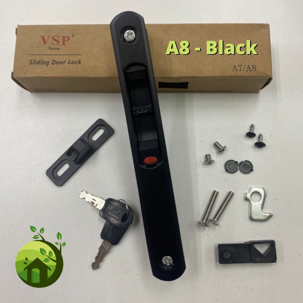 Aluminium Sliding Door Lockset with Key A8 A6 25mm Kunci Pintu Sliding ...