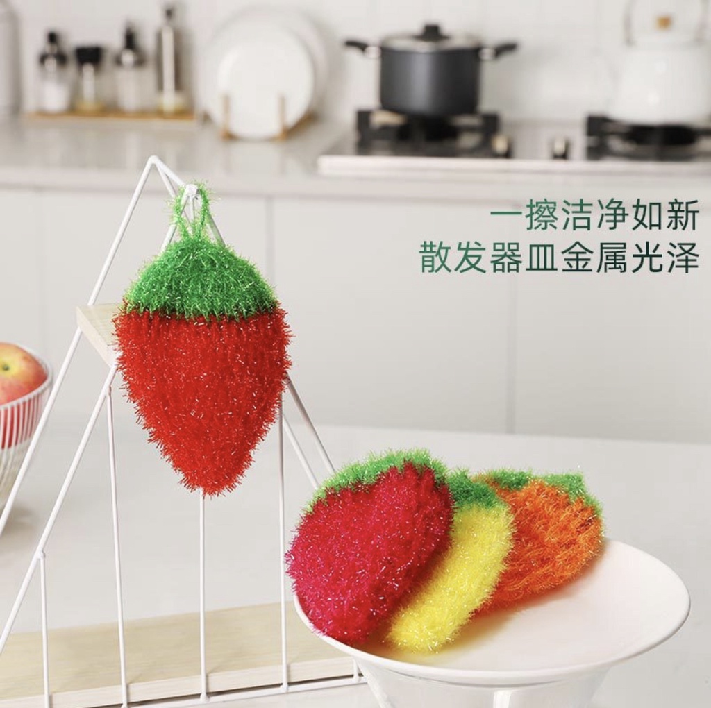 [SG Seller] Strawberry Dish Cloth Sponge Scrubber Wash Dish Cleaning ...