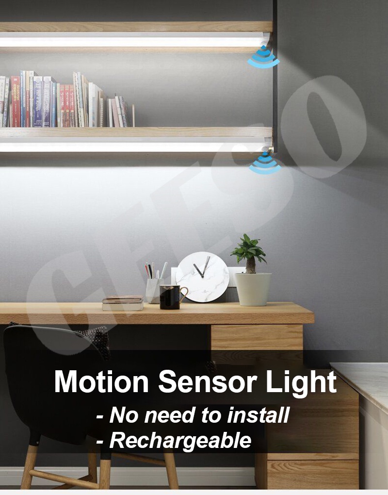GEESO Motion Sensor Light LED Bar Night Light USB Rechargeable for ...