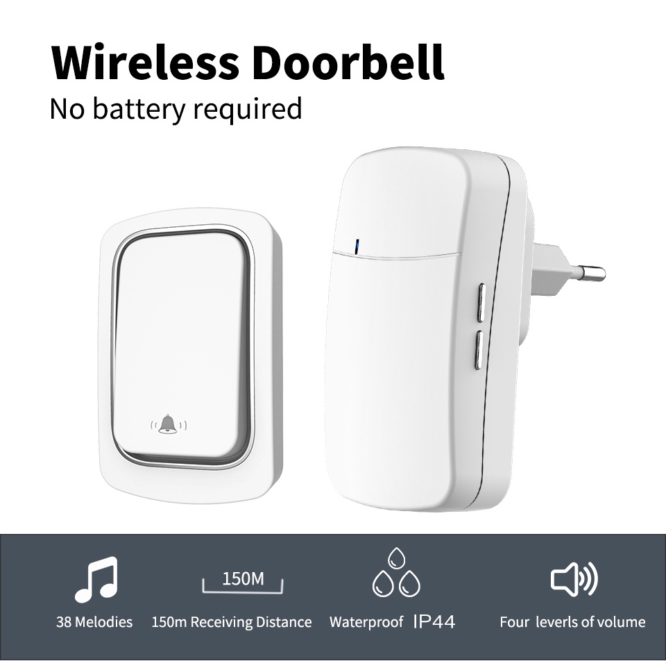 Door bell Wireless Doorbell Button IP44 waterproof self-powered | Shopee Singapore