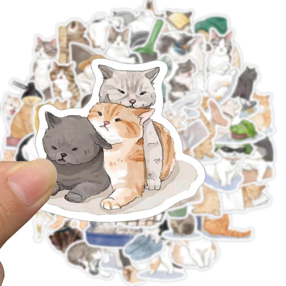 53PCS Cute Cat Animal Graffiti Stickers DIY Luggage Laptop Skateboard ...